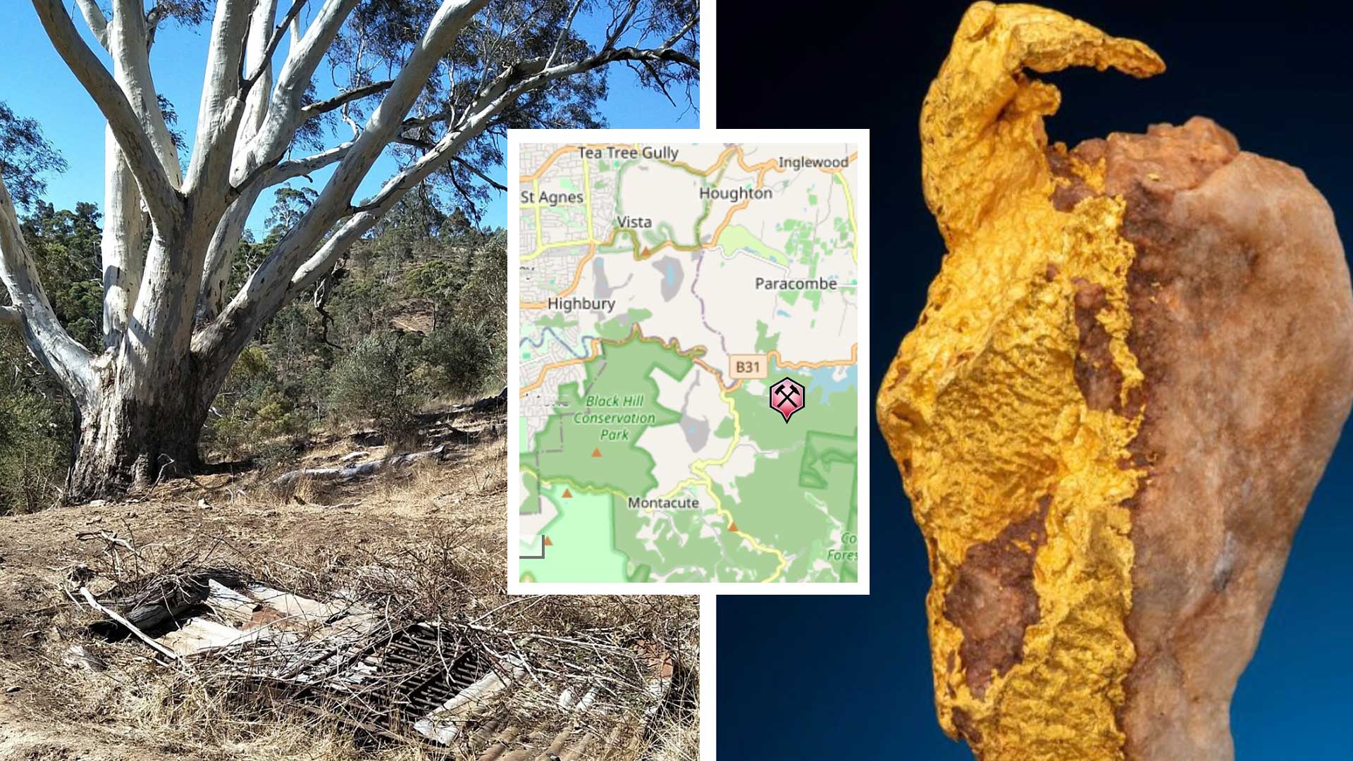 First authenticated gold find, mine, in Australia, northeast of ...