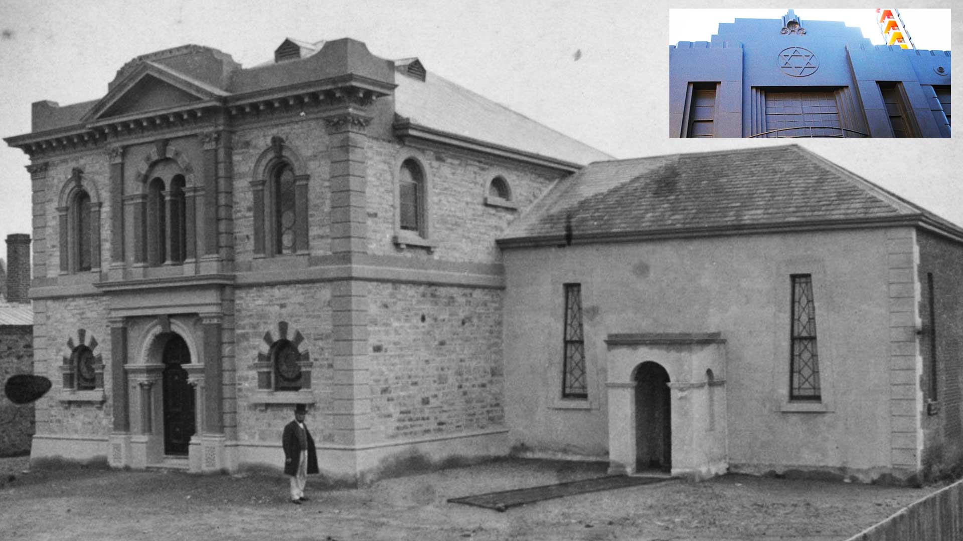 Synagogues fronting Rundle Street, Adelaide city, set in stone the ...