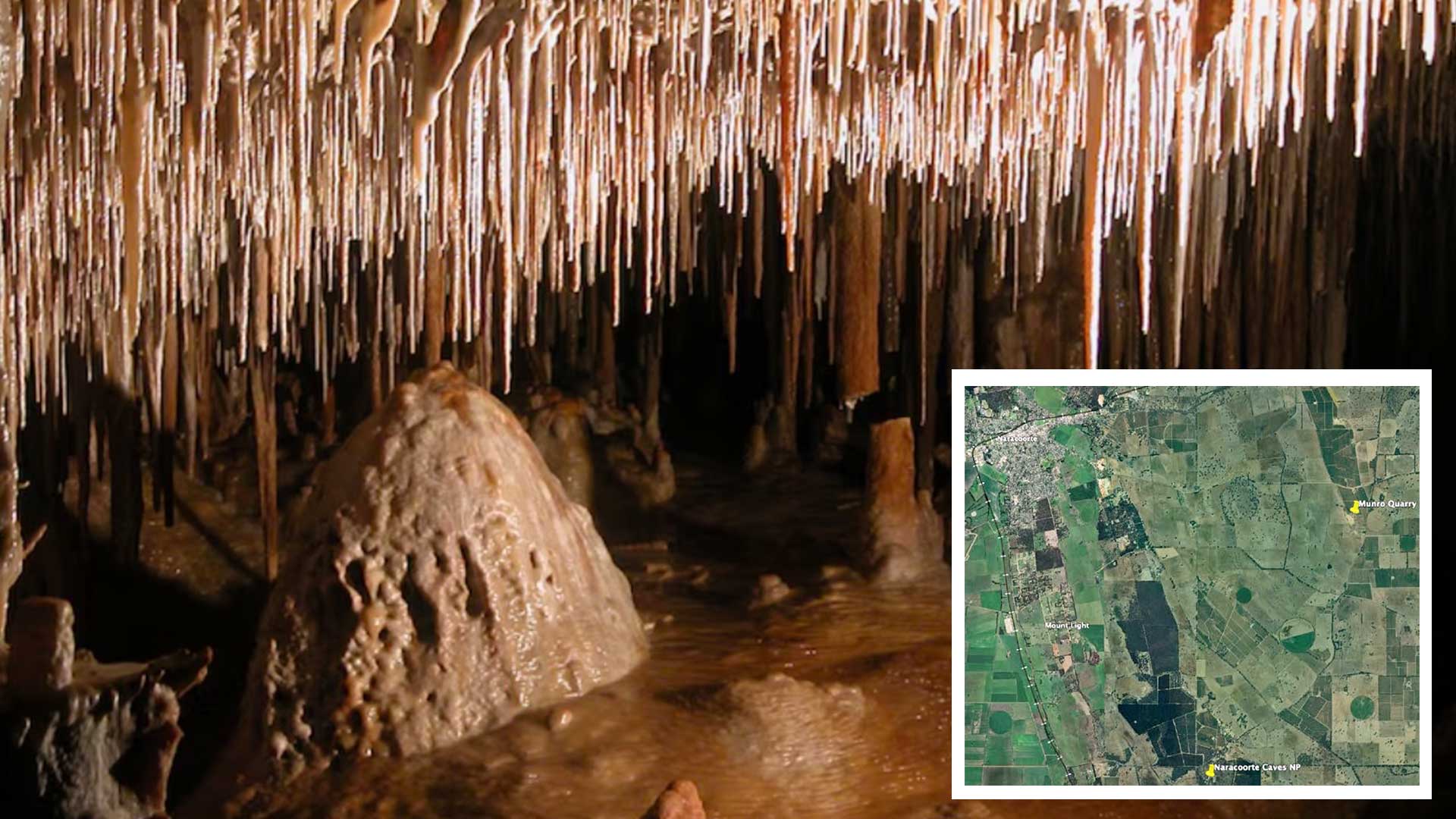 Munro caves system, possibly two million years ago, in South Australia ...