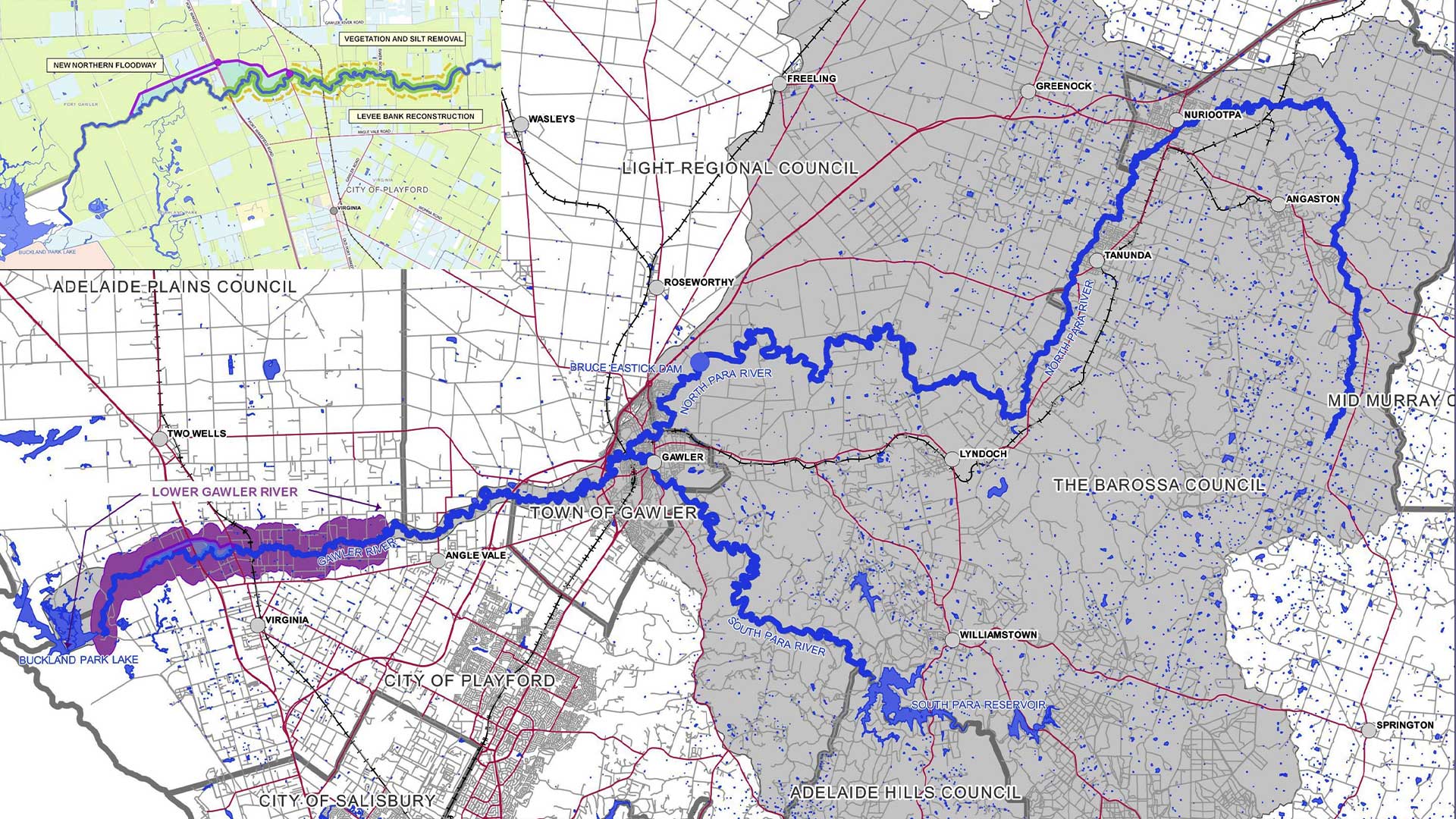 Gawler River, north of Adelaide, a flood-risk challenge to protect rich ...