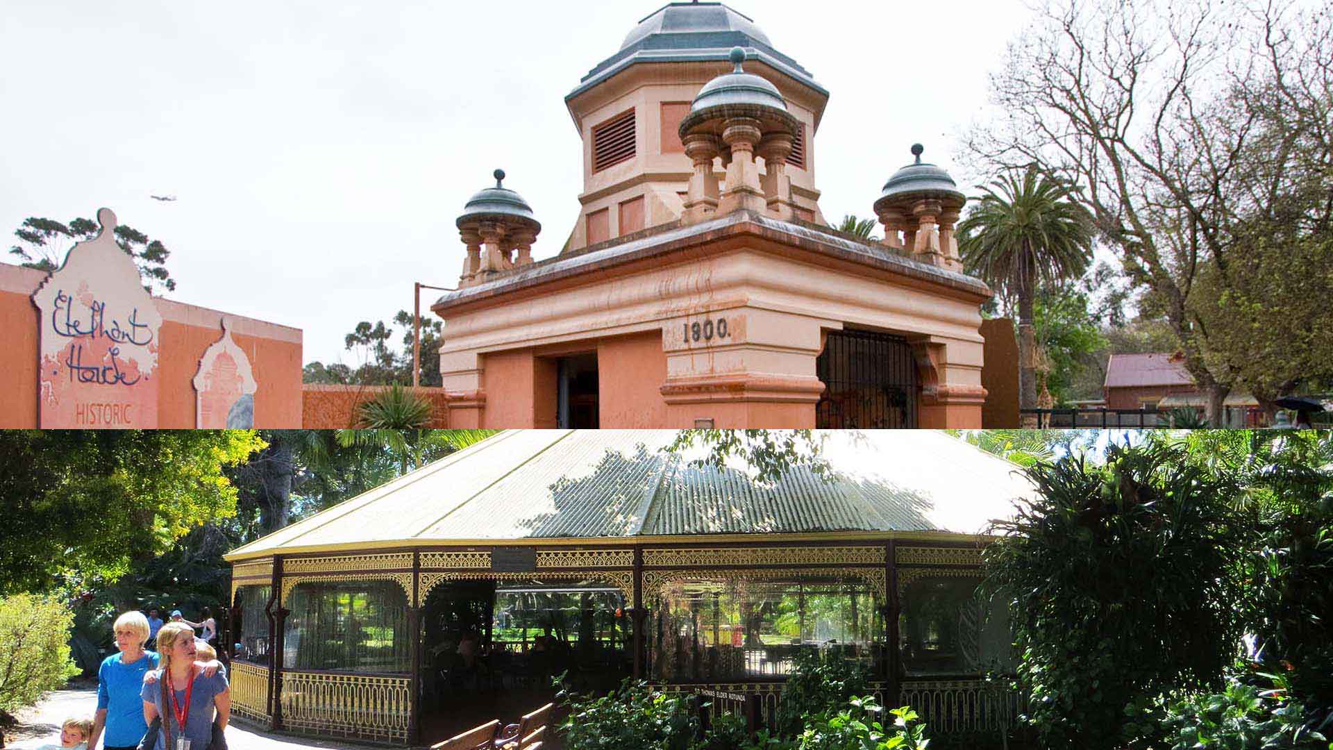 Elephant house, Nile hippopotamus house, rotunda, gatekeepers' cottage ...